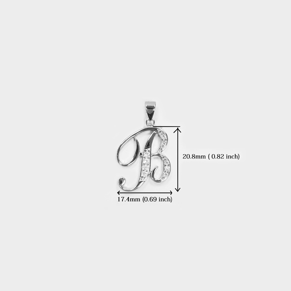 925 Sterling Silver Script Initials with CZ (Choose Initial) | eBay