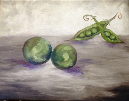 "Lean on Me, Sweet Pea" Oil Painting vegetables fruit peas in a pod ...