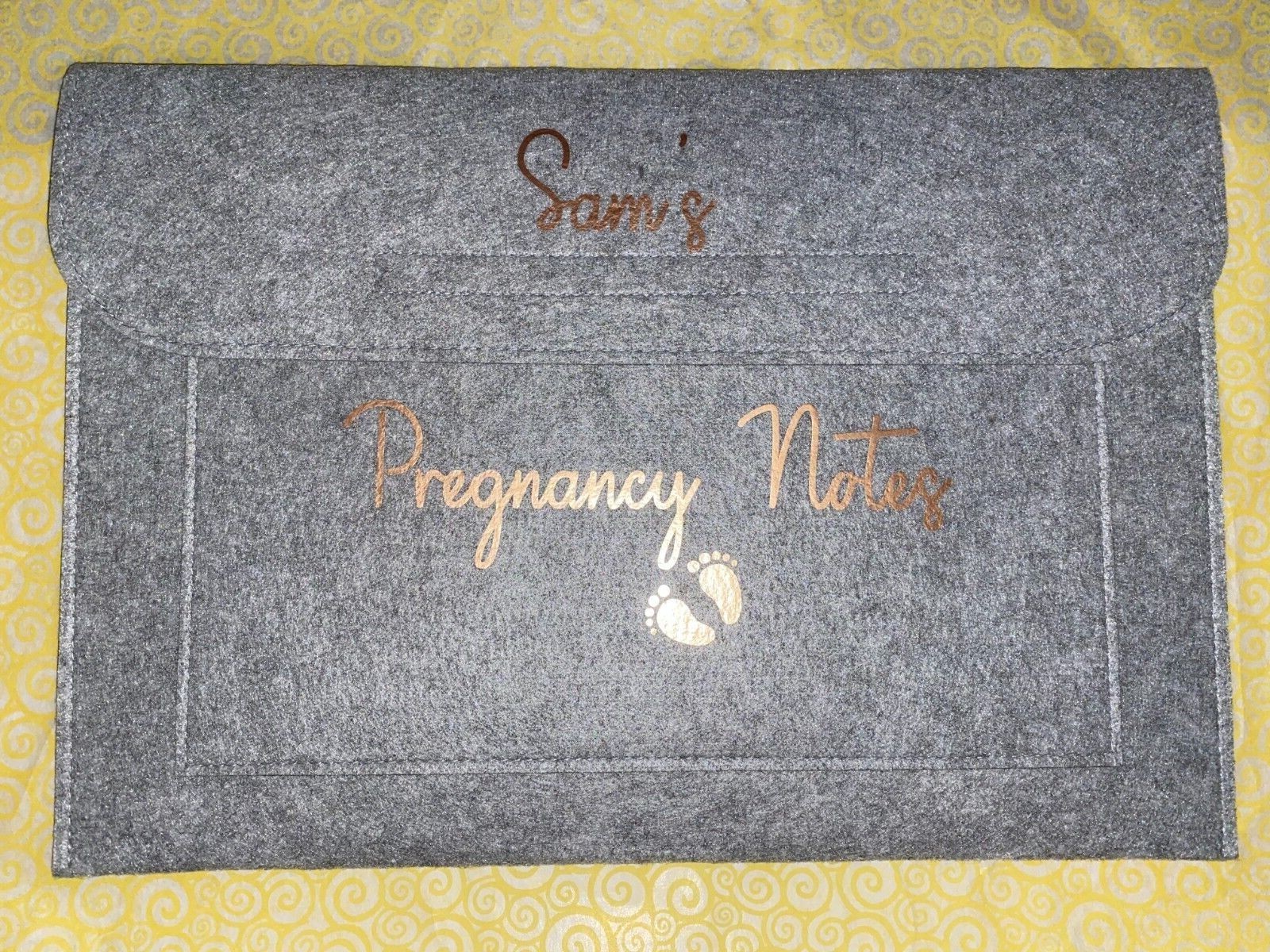 Pregnancy note folder, Maternity notes personalised Felt Keepsake rose ...