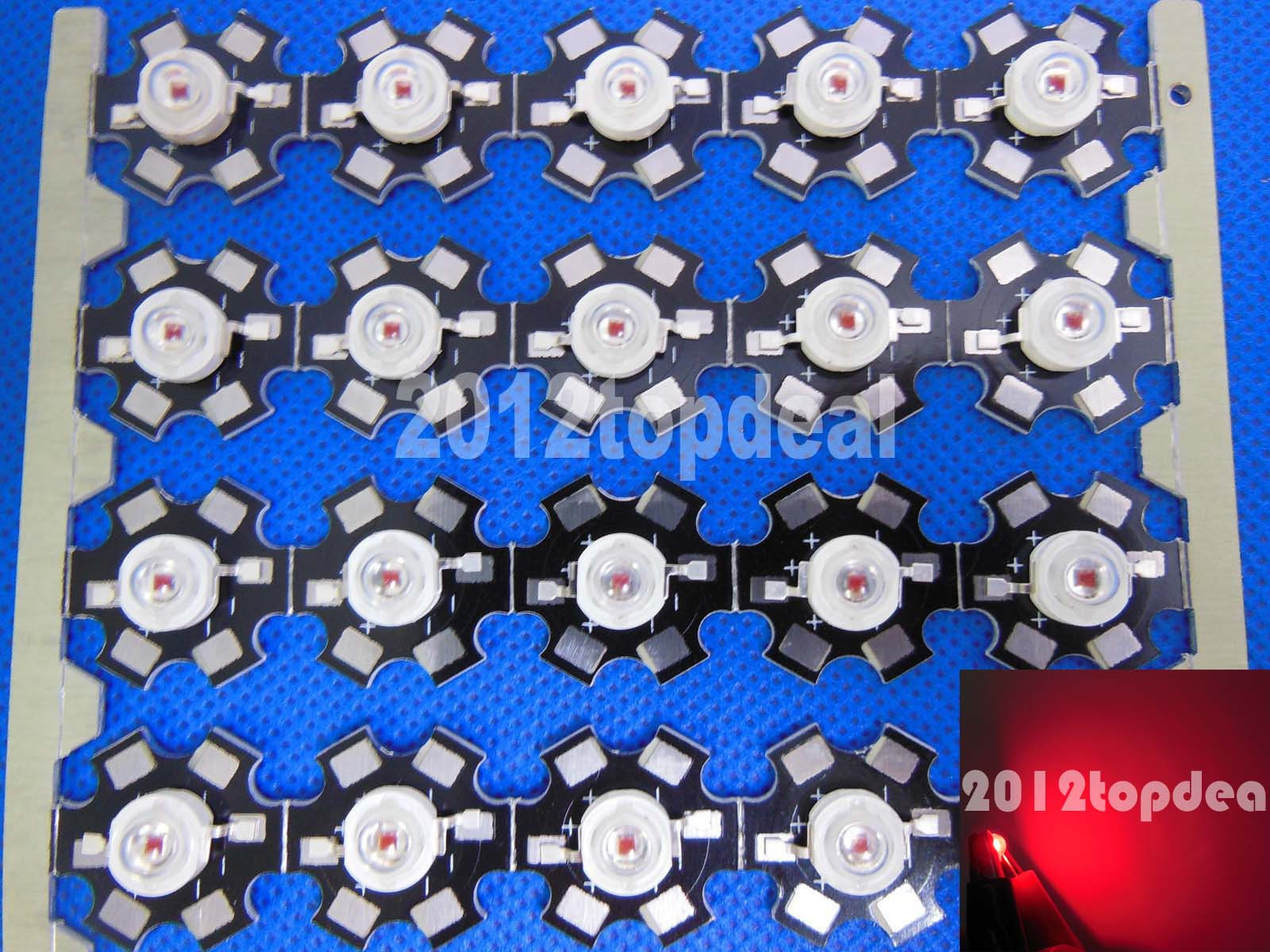 10PCS 3W Deep RED 640nm LED Plant Glow Light Emitter with 20mm star ...