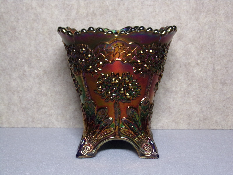 Antique Fenton Orange Tree Pattern Blue Carnival Glass Spooner | eBay