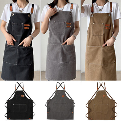 Heavy Duty Work Shop Apron with Pockets Men Women Waterproof Canvas ...
