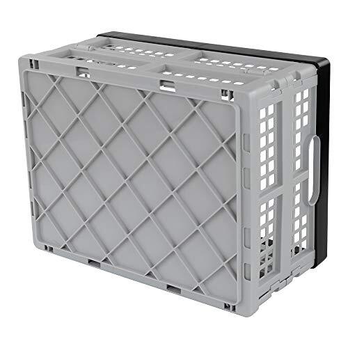 FOLDING STORAGE CRATE Grey Collapsible Container Basket Bin Set of 3 ...