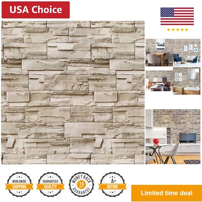 Beige Stone Contact Paper 17.72"×118" Peel and Stick Brick Wallpaper ...