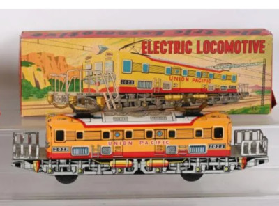 1950s ELECTRIC LOCOMOTIVE UnionPacific Tin Friction Toy Train Japan ...