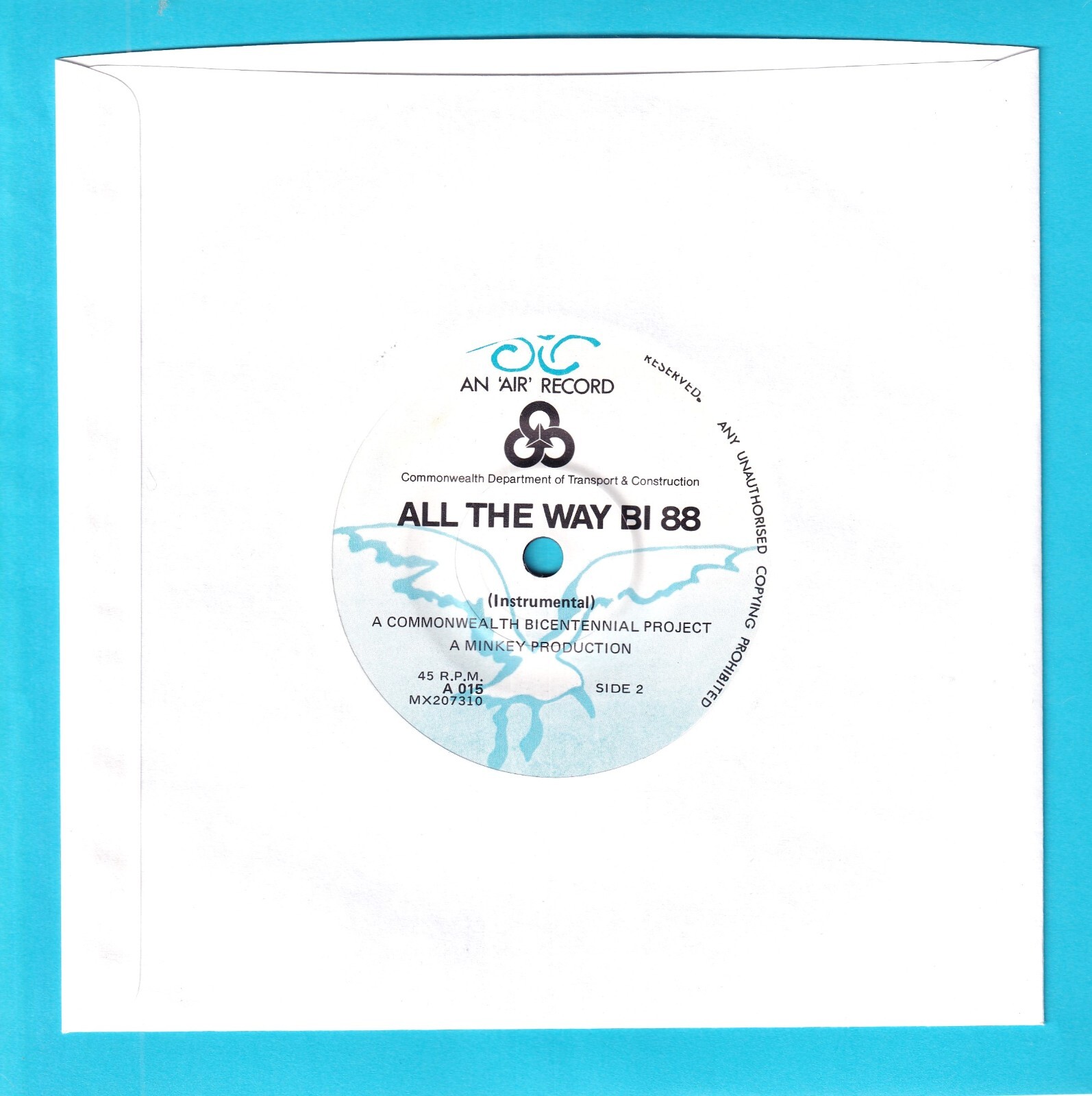 All the Way Bi 88 - special Australian Commonwealth Bicentennial 45rpm ...