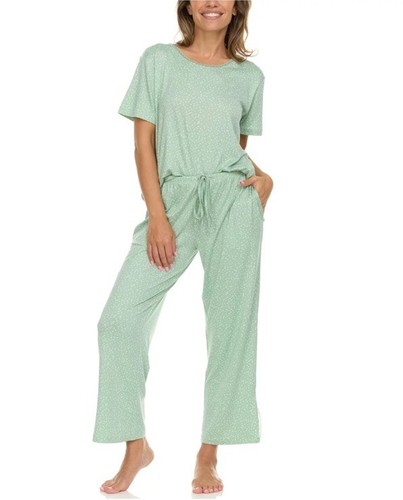 Flora Nikrooz Women's 2 Piece Pajama Set Pants W/ Pockets Short Sleeve ...