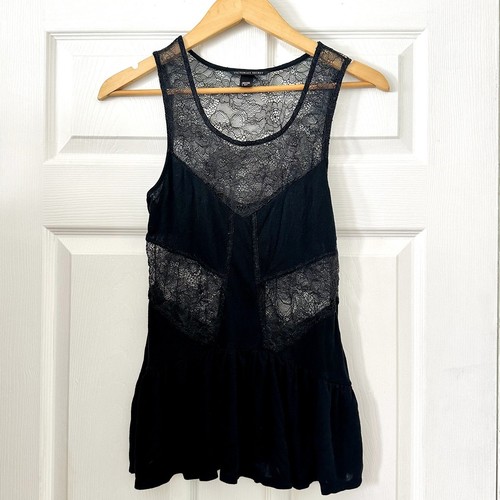 Victoria Secret Mesh Lace Ruffle Hem Top Sz S | eBay