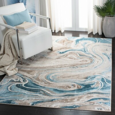 Contemporary Transitional Abstract Sculptured Blue Area Rug *FREE ...