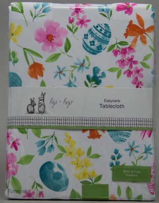 Hip + Hop Easter White with Egg Floral Tablecloth 60x104 Oblong NEW | eBay