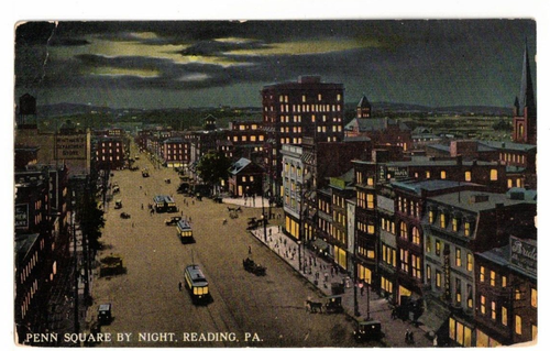 1915 Postcard: Penn Square by Night – Reading, Pennsylvania | eBay