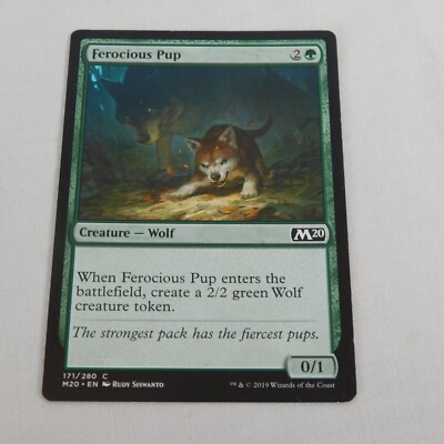 Ferocious Pup MTG 2019 Green Creature Wolf 171/280 Core Set 2020 Common ...