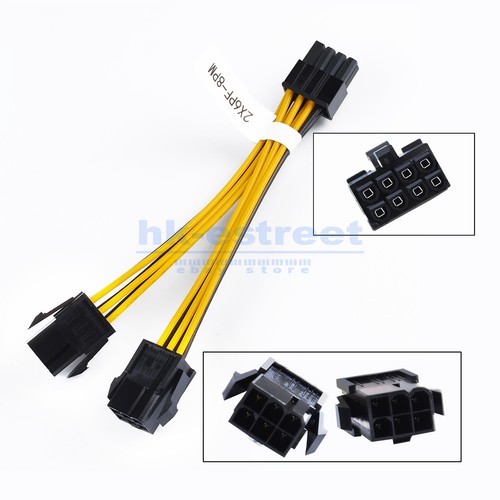 Dual 6 Pin Female To 8 Pin Male PCIE VGA Power Cable for NVIDIA ATI ...