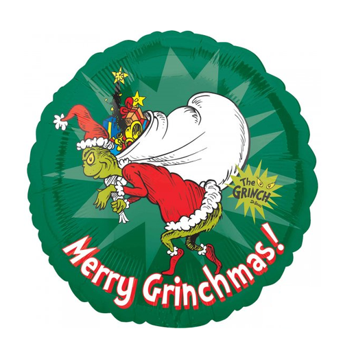 Christmas Party Supplies Grinch Merry Grinchmas Foil Round Balloon ...