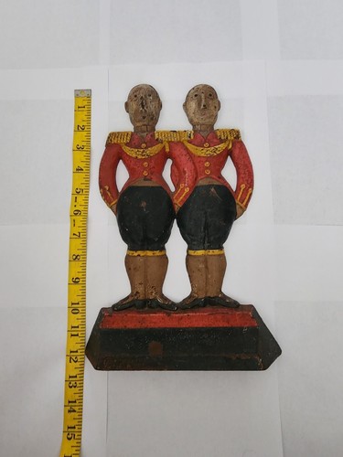 ANTIQUE HUBLEY FISH DOUBLE WAR TOY SOLDIER CAST IRON FOOTMEN DOORSTOP ...
