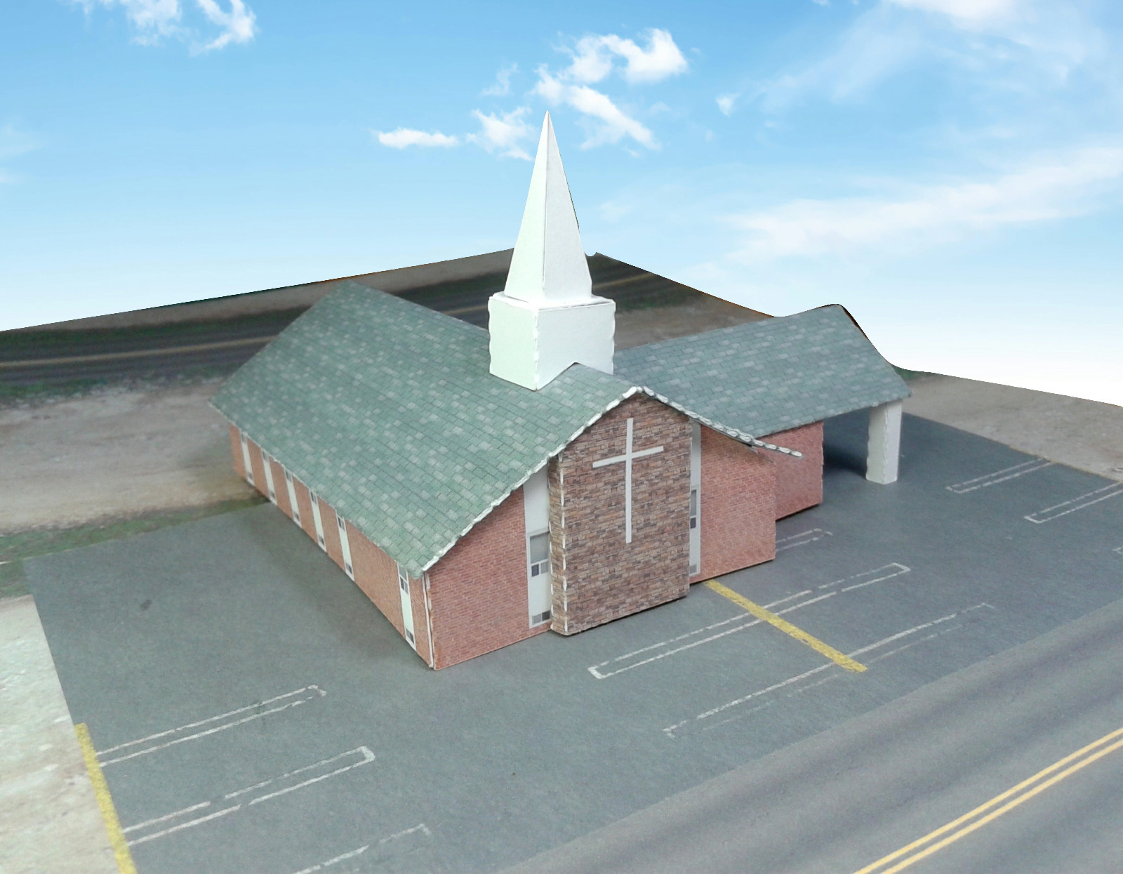 Z Scale Building - Church (Pre-Cut Card Stock Paper Kit) | eBay