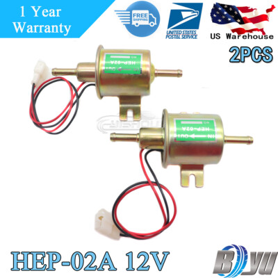 NEW 2X Electric Fuel Pump Universal Inline Low Pressure Gas Diesel HEP ...
