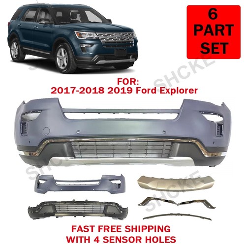 For 2018 2019 Ford Explorer Front Bumper Cover Set Upper Lower w/ Park ...