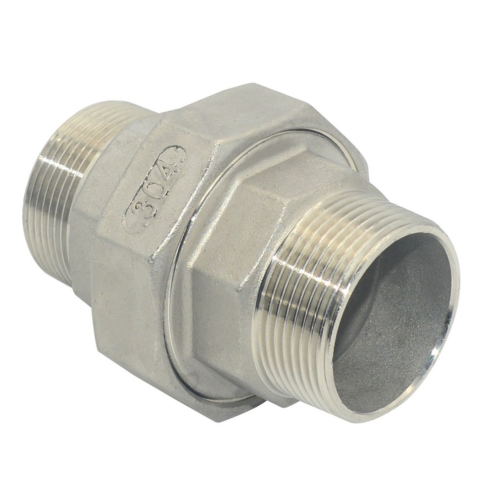 1-1/2" NPT Male thread Malleable Straight Union Coupling Pipe Stainless ...