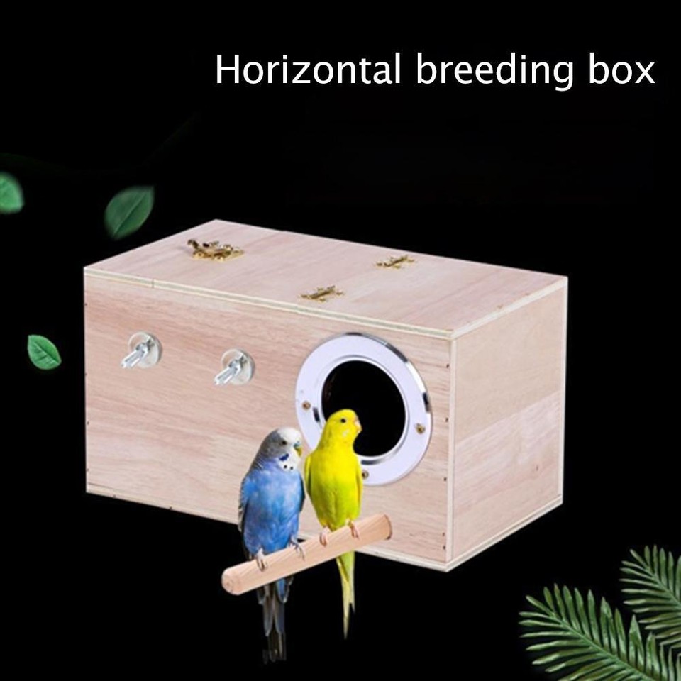 Wooden Bird Breeding Cage Nesting Box Hatching Nest Parakeet Budgie ...