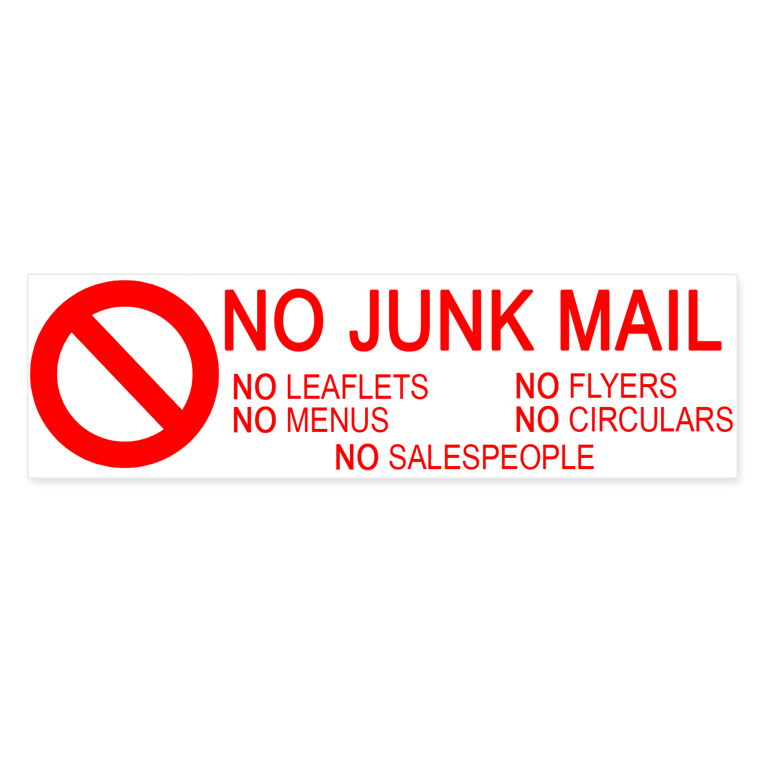 No Junk Mail Door Sticker Sign No Leaflets, Menus, Flyers, Salespeople ...
