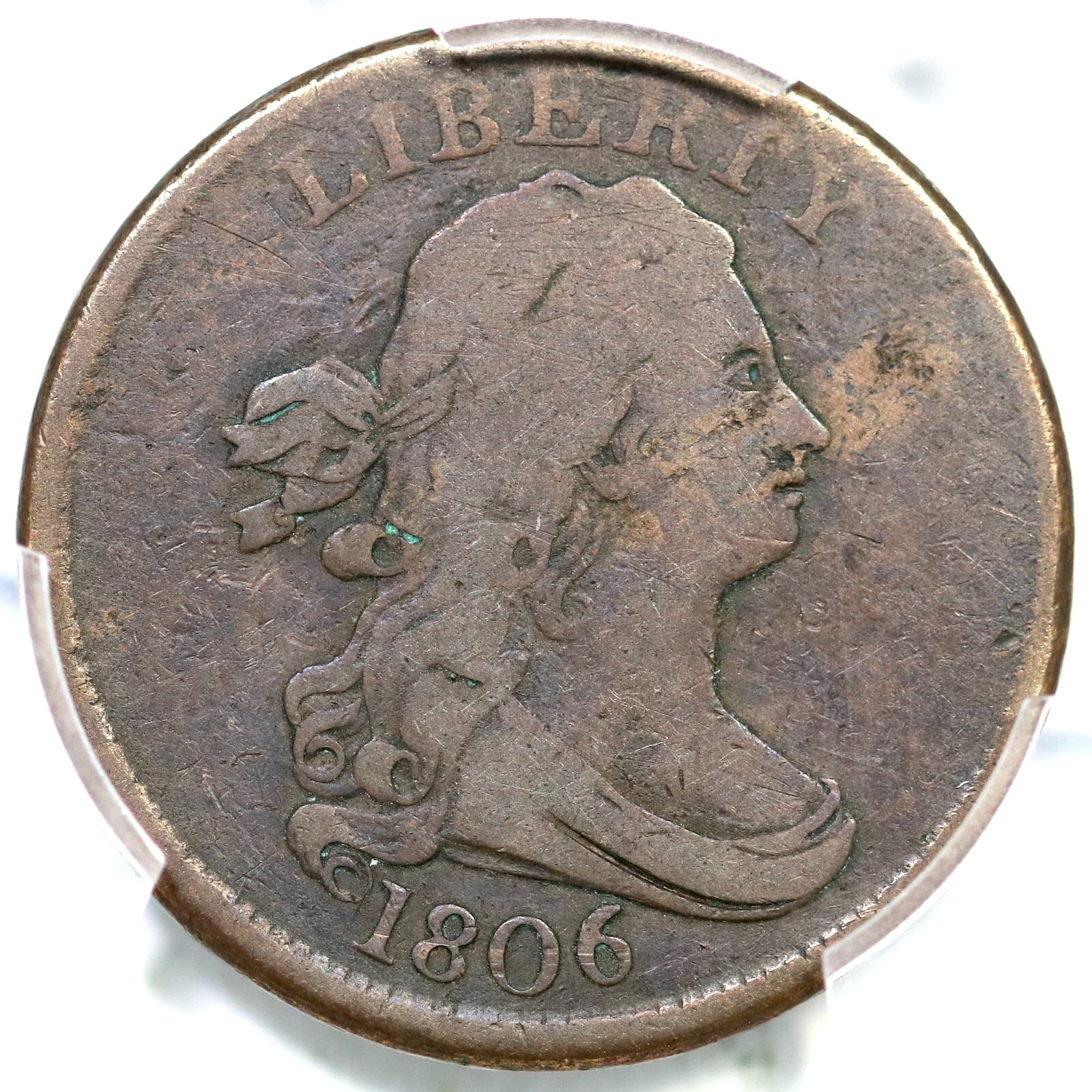 1806 C-3 R-6 PCGS VG 10 Small 6, Stems Draped Bust Half Cent Coin 1/2c ...