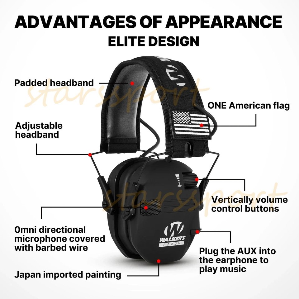 Walkers Electronic Ear muff Shooting Ear Protection Hearing Muff Slim ...