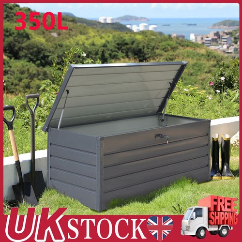 350L Metal Steel Outdoor Storage Box Garden Patio Chest Container ...