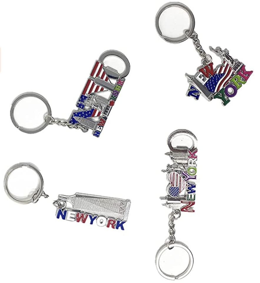 12 Pack New York City Metal Keychains NYC KeyRing Souvenir Collection ...