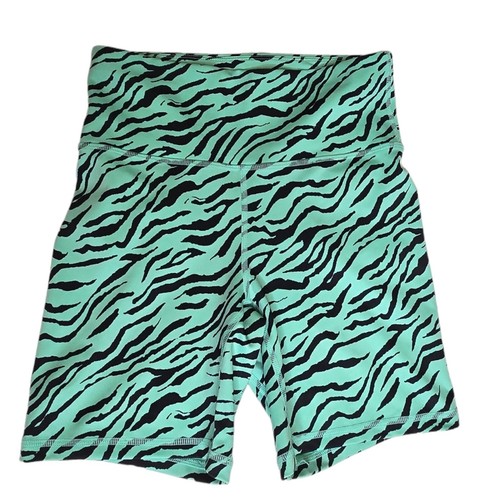 Fabletics teal tiger print 6" high rise bike shorts small | eBay UK