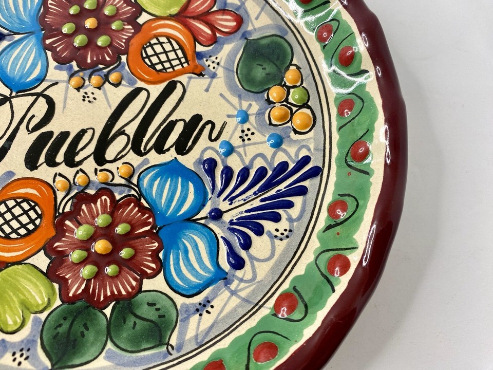 Talavera Plate Handcrafted Ceramic Pottery Puebla Mexico Floral ...