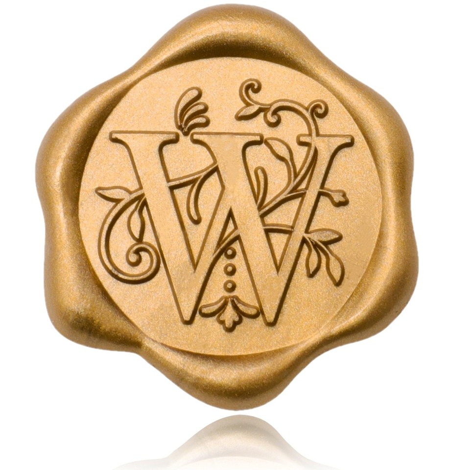 SWANGSA 50 Pack Letter W Wax Seal Stickers Antique Gold Initial Self ...