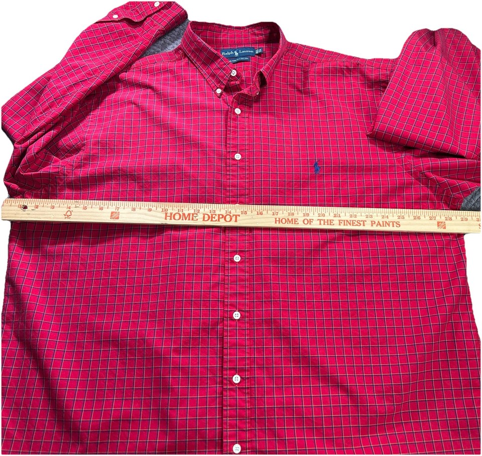 Polo Ralph Lauren 2XB Big Long Sleeve Button Down Plaid 2 Ply Cotton ...