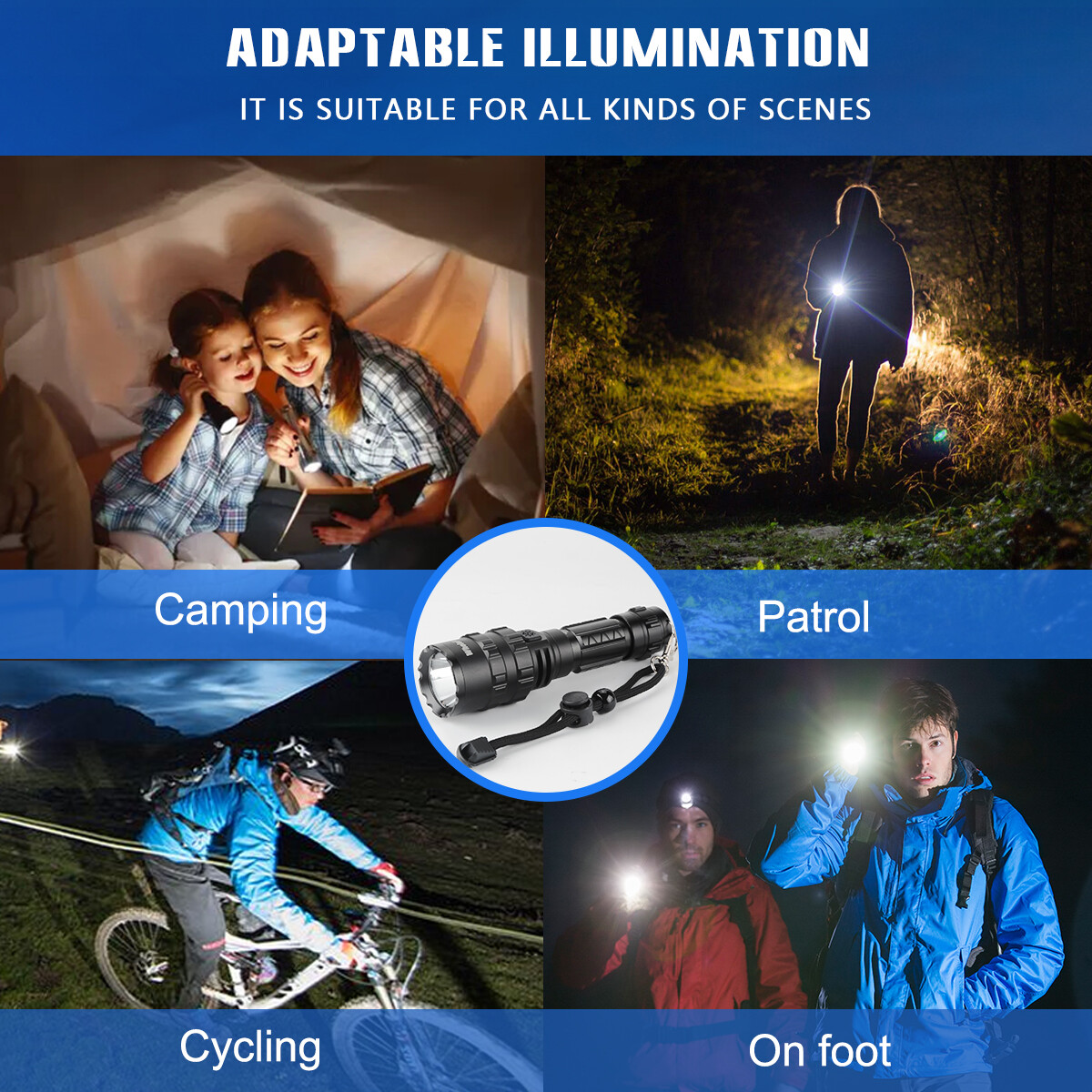 500000 Lumens Rechargeable LED Flashlight Tactical Gun Mounted Light ...