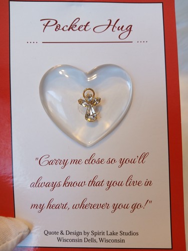 Christian Gift Rhinestone Angel Pocket Hug Handmade Religious Communion ...