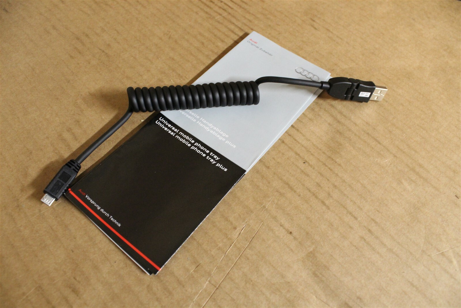 GENUINE AUDI STRAIGHT MICRO USB MOBILE PHONE BOX CRADLE CHARGE CABLE ...
