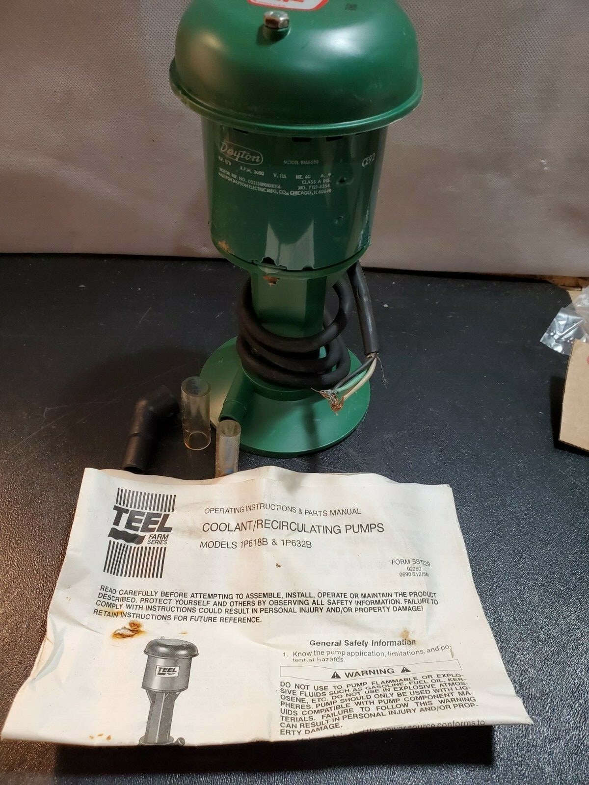 Teel 1P618B Coolant Recirculating Pump 1/70 HP 115V Dayton Electric for ...