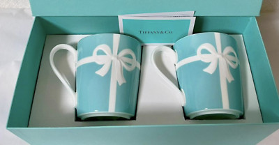 Tiffany & Co Mug Ribbon Set Blue Ribbon Cup Gift Present Authentic ...