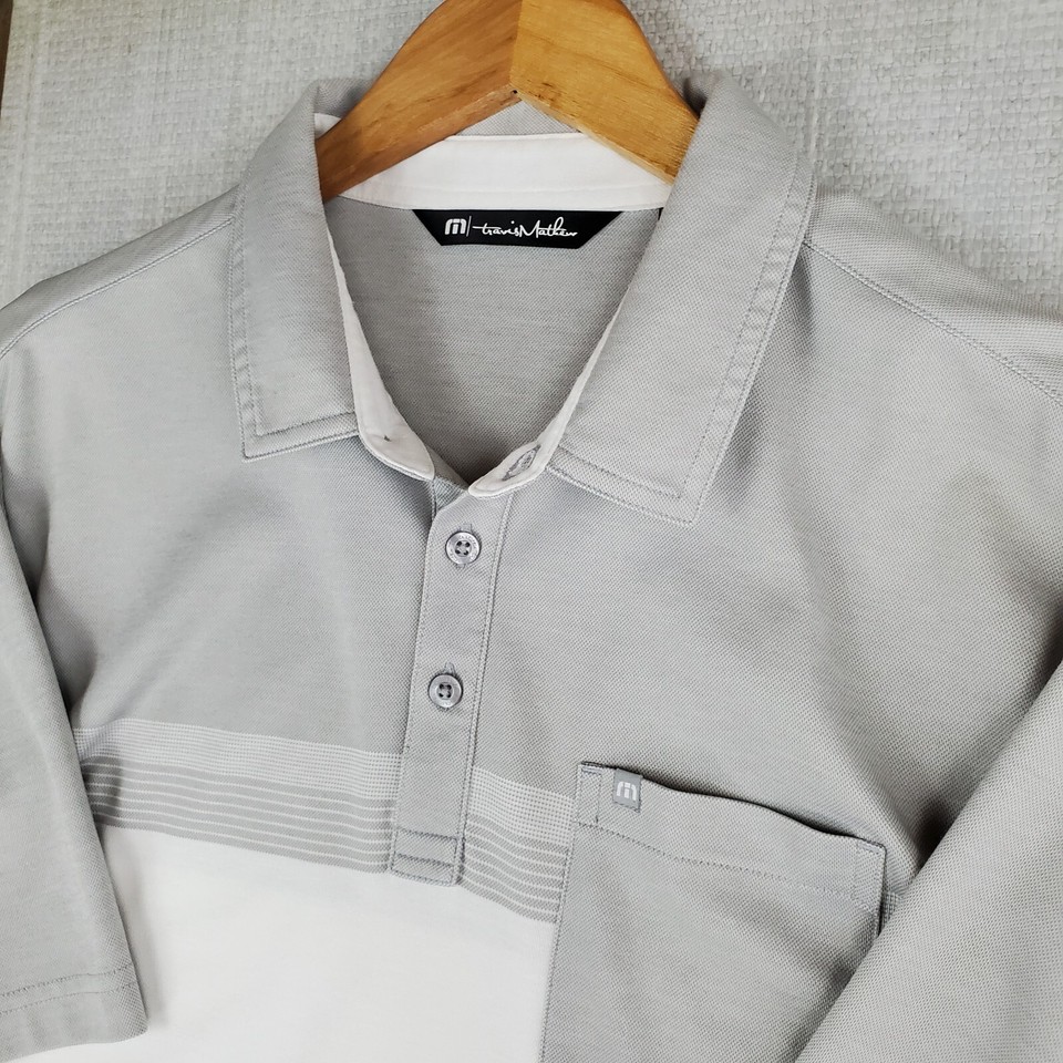 TRAVIS MATHEW Size Large Mens Polo Shirt Pima Cotton/Polyester Gray ...