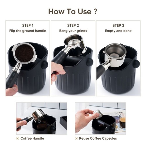 Antislip Coffee Grounds Bins Durable ABS Coffee Waste Container for ...