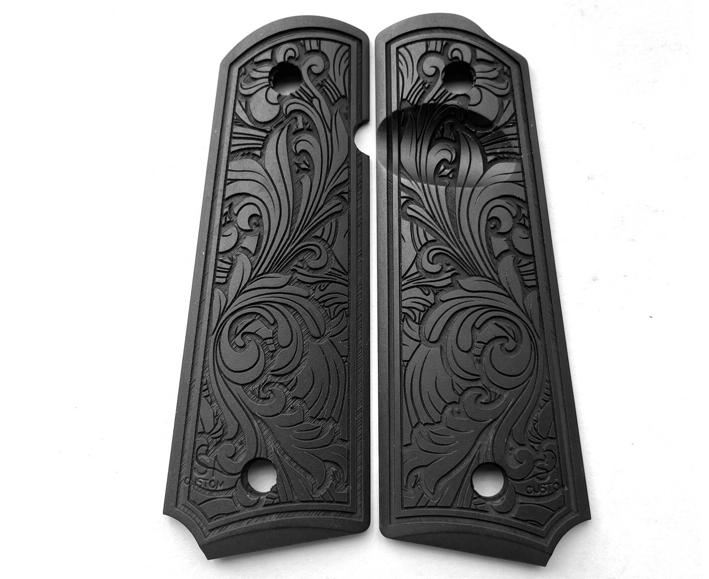 1911 Full Size Grips Engraved Classic Floral Scroll | eBay