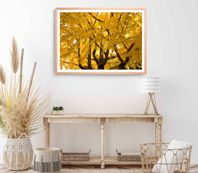 Yellow Autumn Print, Tree Wall Art, Branches Framed Autumn Tree Wall ...
