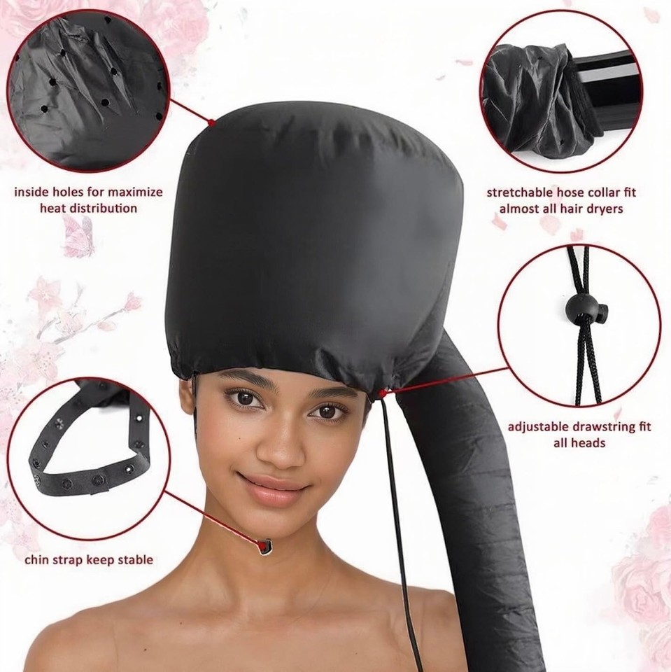 Hair Dryer Bonnet with Hair Plopping Net,Hair Drying Bonnet for Blow ...