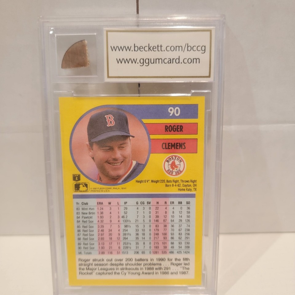 1991 Fleer Roger Clemens Game Used Bat Tristar Hidden Treasures BCCG 9 ...