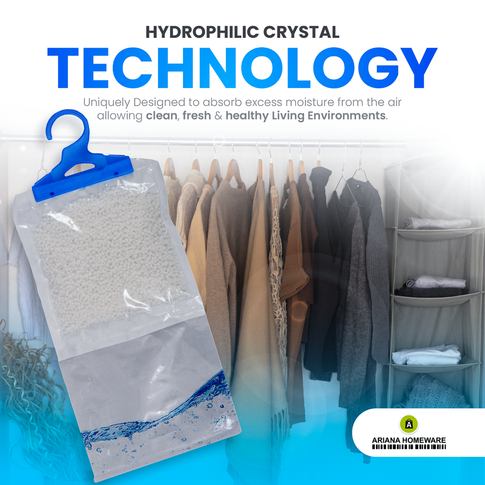 12PK HANGING WARDROBE DEHUMIDIFIER BAGS CONDENSATION MOULD MILDEW DAMP ...