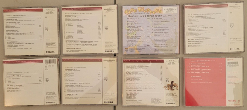 Lot of 8 Phillips label music CDs Gershwin Wolfgang Mozart Brahms ...