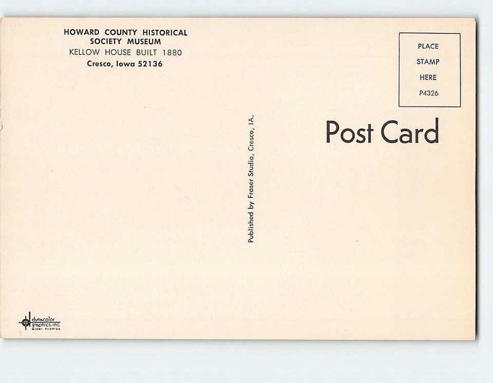 Postcard Howard County Historical Society Museum Kellow House Cresco ...