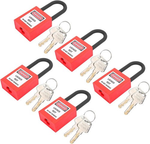 Lockout Padlock, Portable 38mm 5 Sets Lockout Lock for Industrial Site ...