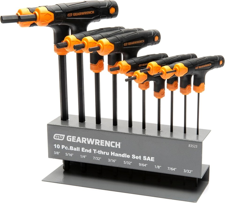 Versatile 7-Piece SAE Hex Key Set with T-Handle Grip and Ball End ...
