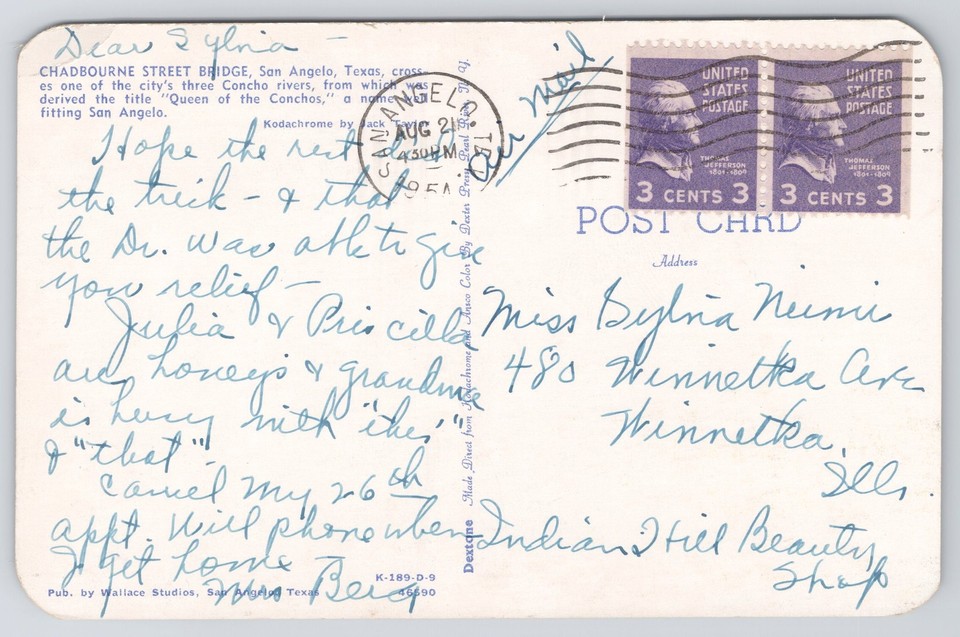 Chadbourne Street Bridge San Angelo Texas postcard | eBay UK